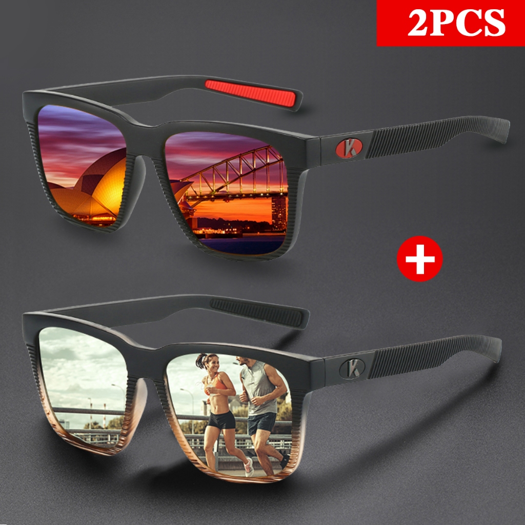 แว่นกันแดดแฟชั่น KAROS 2 ชิ้น UV400 polarized สําหรับขับรถ ตกปลา ท่อง ...