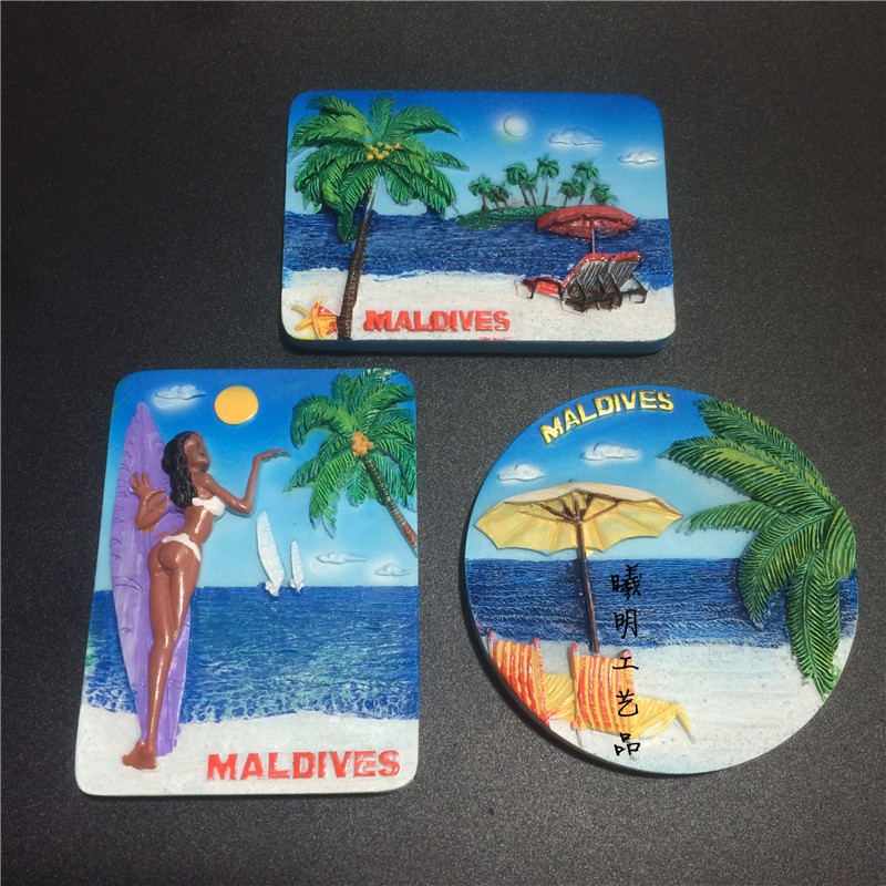 Creative Maldives ของที่ระลึกแม่เหล็กตู้เย็นแม่เหล็กสติกเกอร์ Blue Sea ...