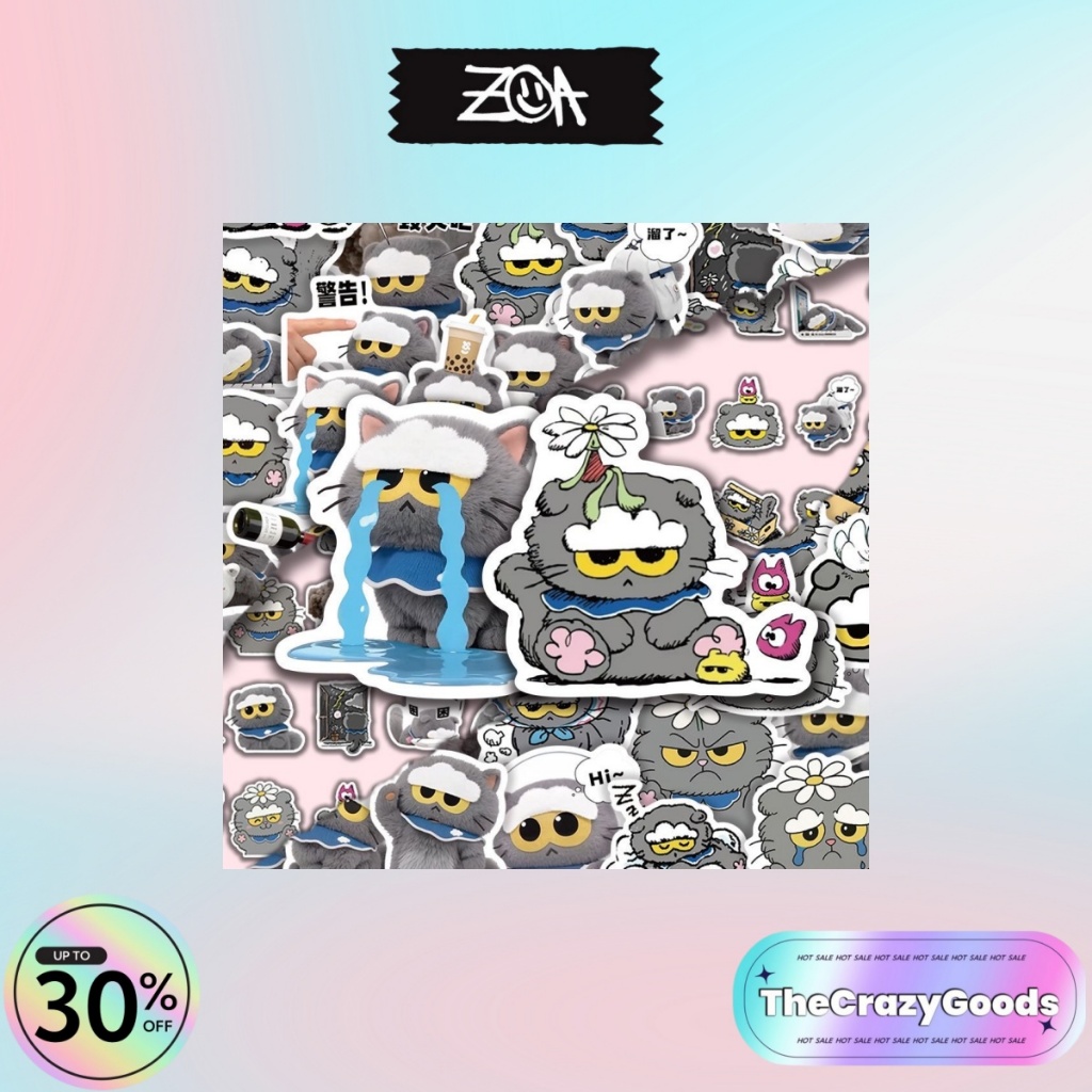 G-Dragon style ZOA sticker surface waterproof stickers แมวสีเทาสั่งทํา ...