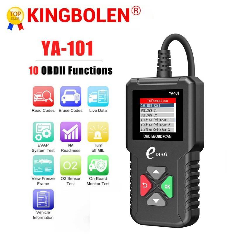 [จัดส่งวันเดียวกัน] Ediag YA101 Code Reader OBDII/EOBD แบตเตอรี่ทดสอบ YA-101 อัตโนมัติเครื่องมือ ...
