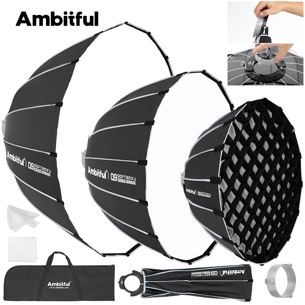 Ambitful Q9 Series Softbox Q9-60 Q9-90 Q9-120 Quick Release Parabolic ...
