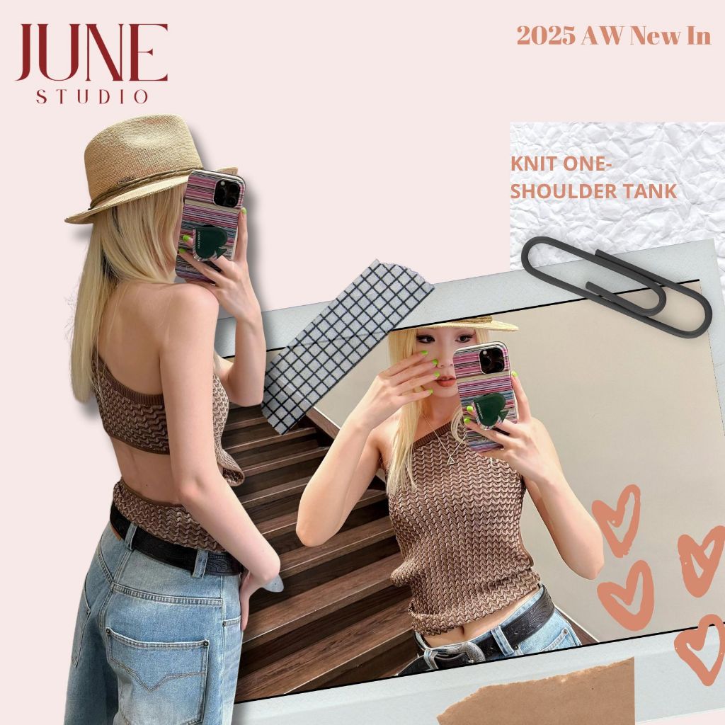 [June Studio] เวสต์แบบเปิดหลัง สไตล์เรโทรคลาสสิก ทรงหนึ่งไหล่ พอดีตัว ...