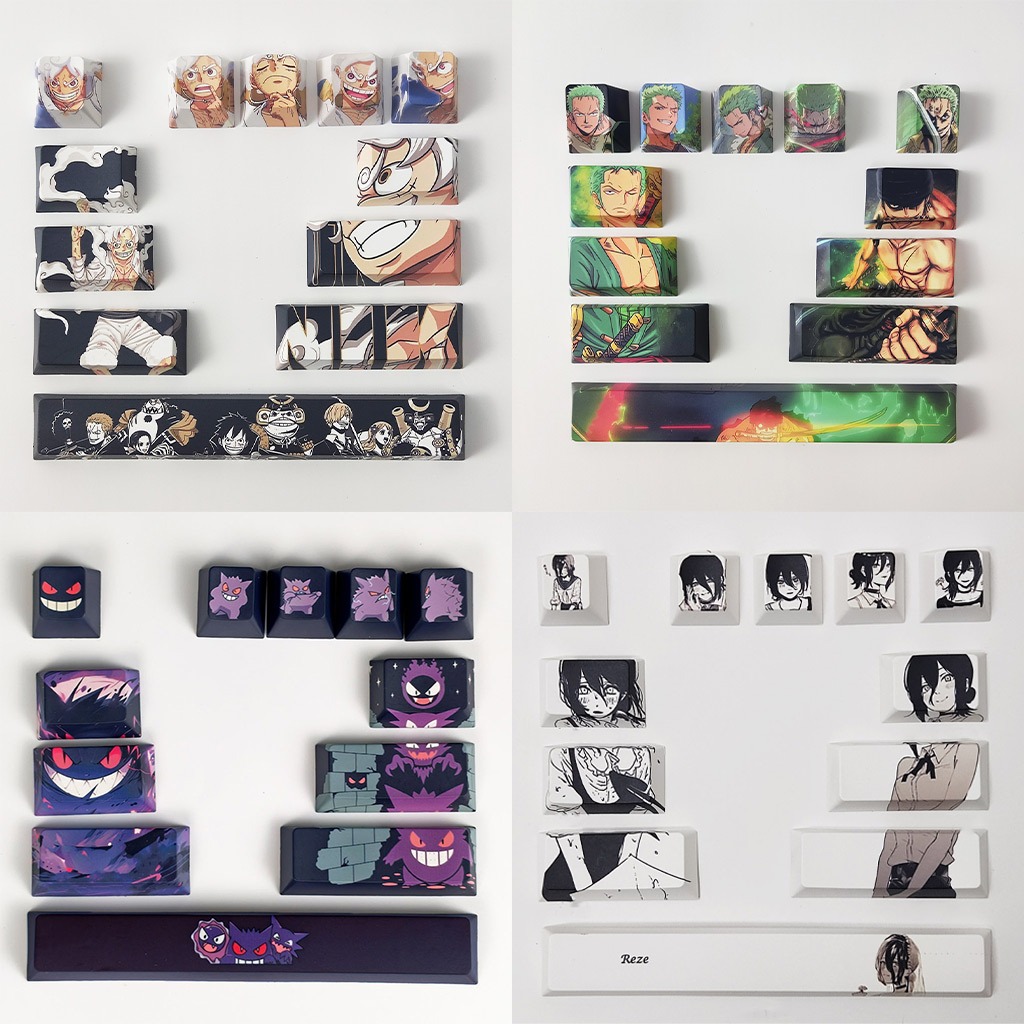 8/12pcs Luffy Zoro Keycaps โปรไฟล์เชอร์รี่ PBT Dye Sublimation One ...