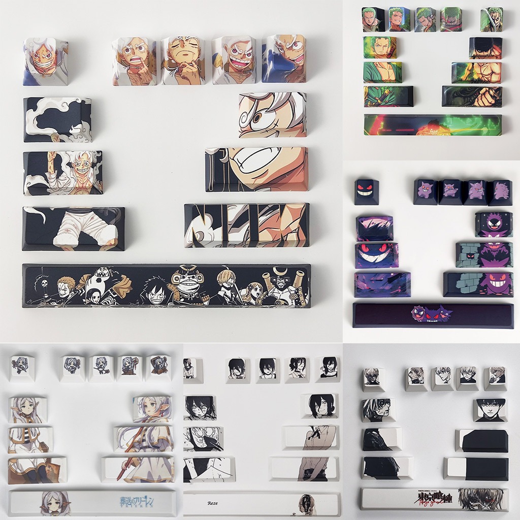 8/12pcs Luffy Keycaps โปรไฟล์เชอร์รี่ PBT Dye Sublimation One Piece ...