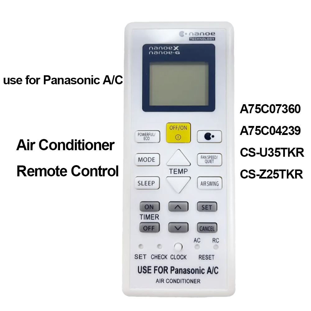 Remote รีโมทแอร์ Panasonic รีโมท Nanoe-G Nanoe-X A75C07360 A75C04239 CS ...