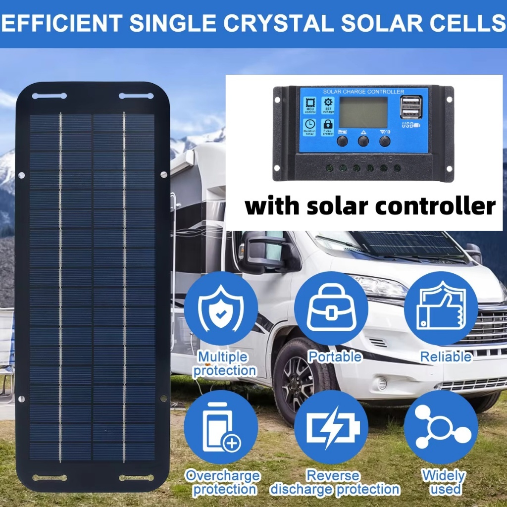12V ชุดแผงโซลาร์เซลล์ IP65 กันน้ํา Solar Trickle Charger แบบพกพา 10/20 ...