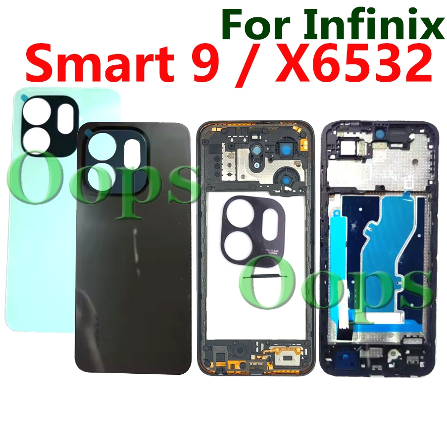 สําหรับ Infinix Smart 9 X6532 แบตเตอรี่ฝาหลัง + LCD ด้านหน้ากรอบกลาง ...