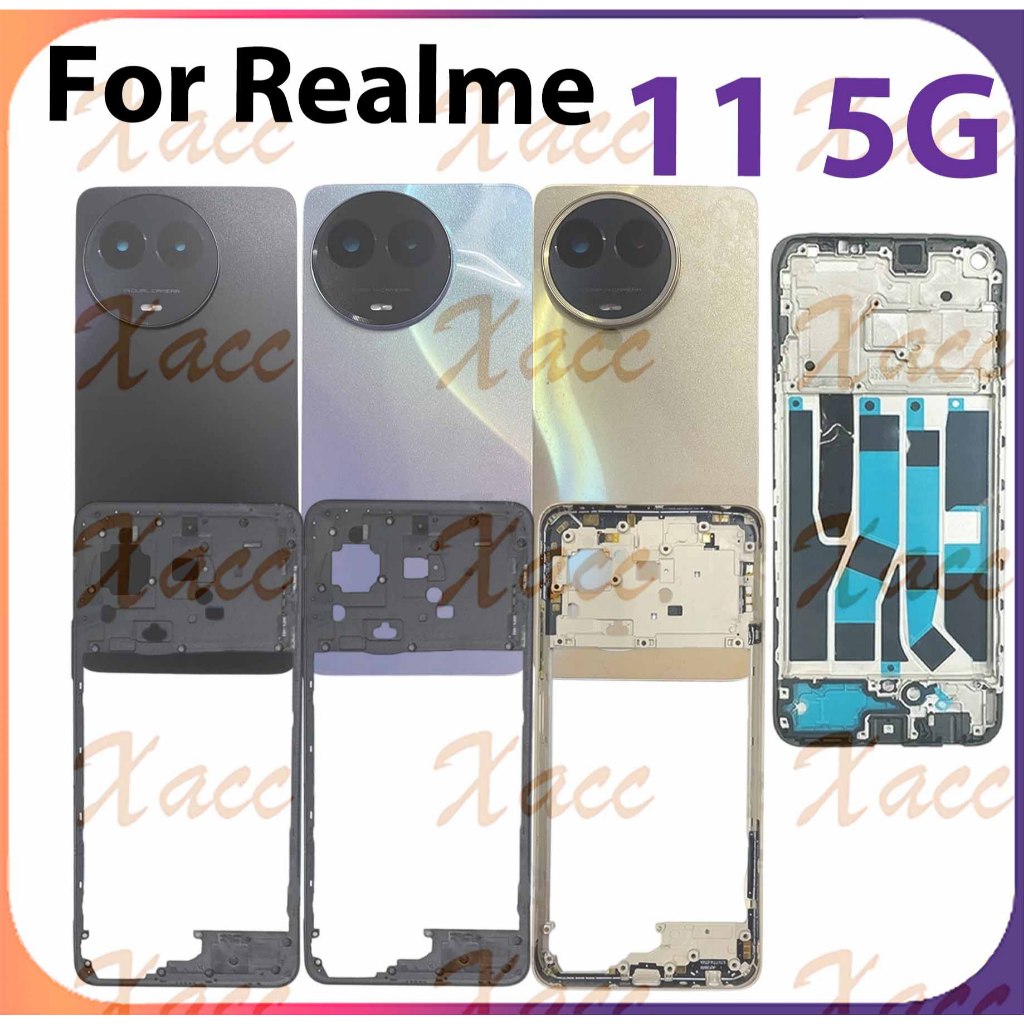 สําหรับ เรียลมี 11 5ก RMX3780 ฝาหลังชุดเต็มปุ่มกรอบกลางกรอบเลนส์กล้อง ...