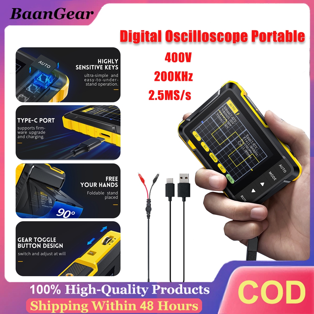 DSO152 Oscilloscope พกพา วัดแรงดันได้สูง 400V แบนด์วิดธ์ 200kHz ...