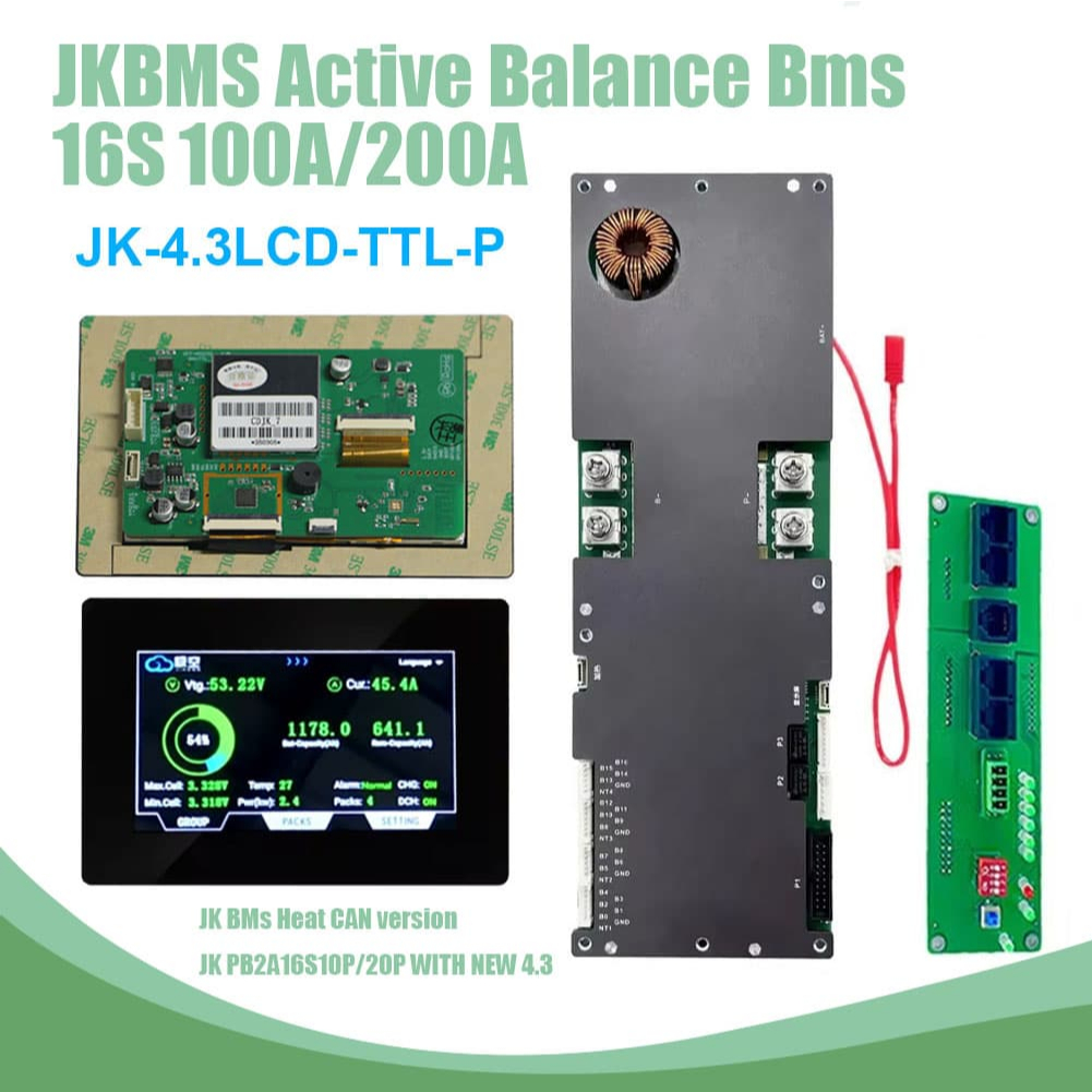 【JK BMS】แบตเตอรี่ JK BMS PB2A16S15P 20P 200A Active Balance Lifepo4 ...