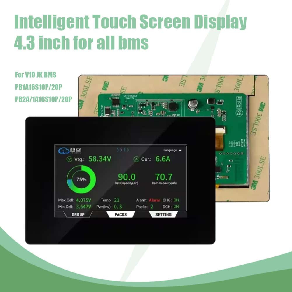 【JK BMS】 4.3 V19 onlyนิ้วจอแสดงผล LCD สมาร์ท BMs โวลต์มิเตอร์ไฟแสดง ...