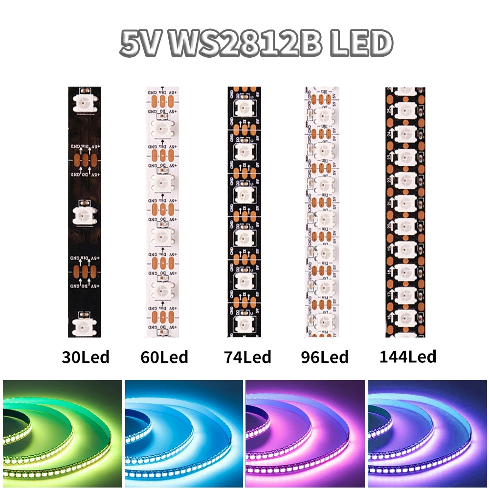 DC5V WS2812B WS2812 30/60/74/96/144leds/M ไฟ Led Strip SMD50 RGB ...