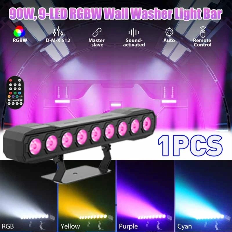 RGBW Wall Wash Light Bar 9LED DMX Stage DJ Beam Lighting สําหรับ Disco ...