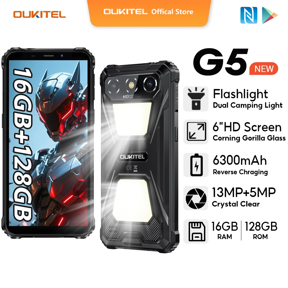 [สต็อกท้องถิ่น] OUKITEL G5 16GB + 128GB 4G Handphone Dual Camping ไฟ 6 นิ้วหน้าจอ HD 6300mAh ...