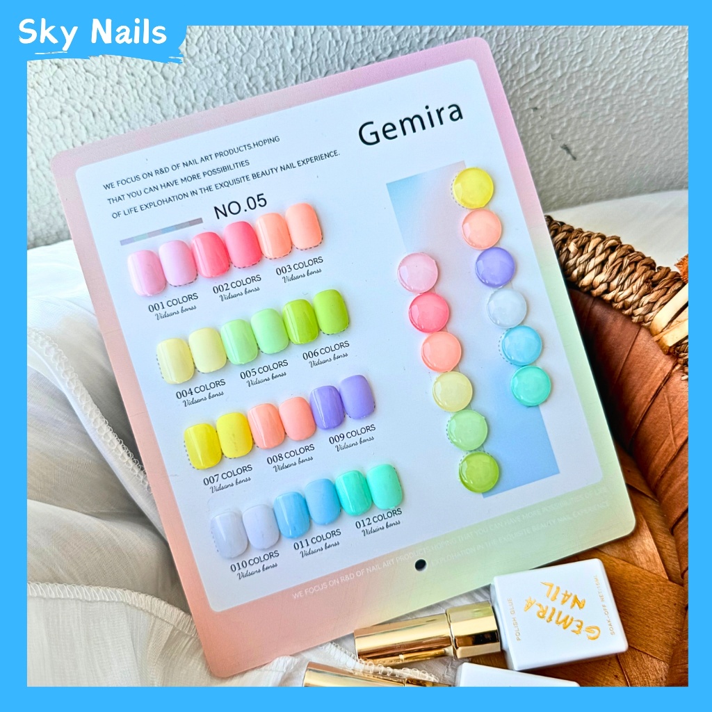 GEMIRA 12 สี เจลยาทาเล็บชุด สีมาการอง Macaron Color Series สีอิ่มตัว 12 ...
