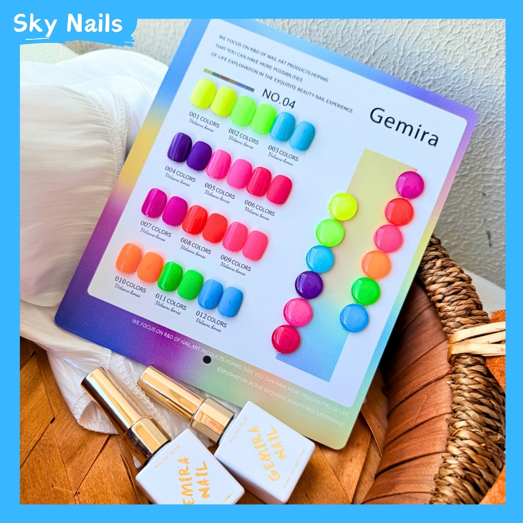 GEMIRA 12สี เจลยาทาเล็บชุด เรืองแสงชุดสี Fluorescent Color Series สี ...