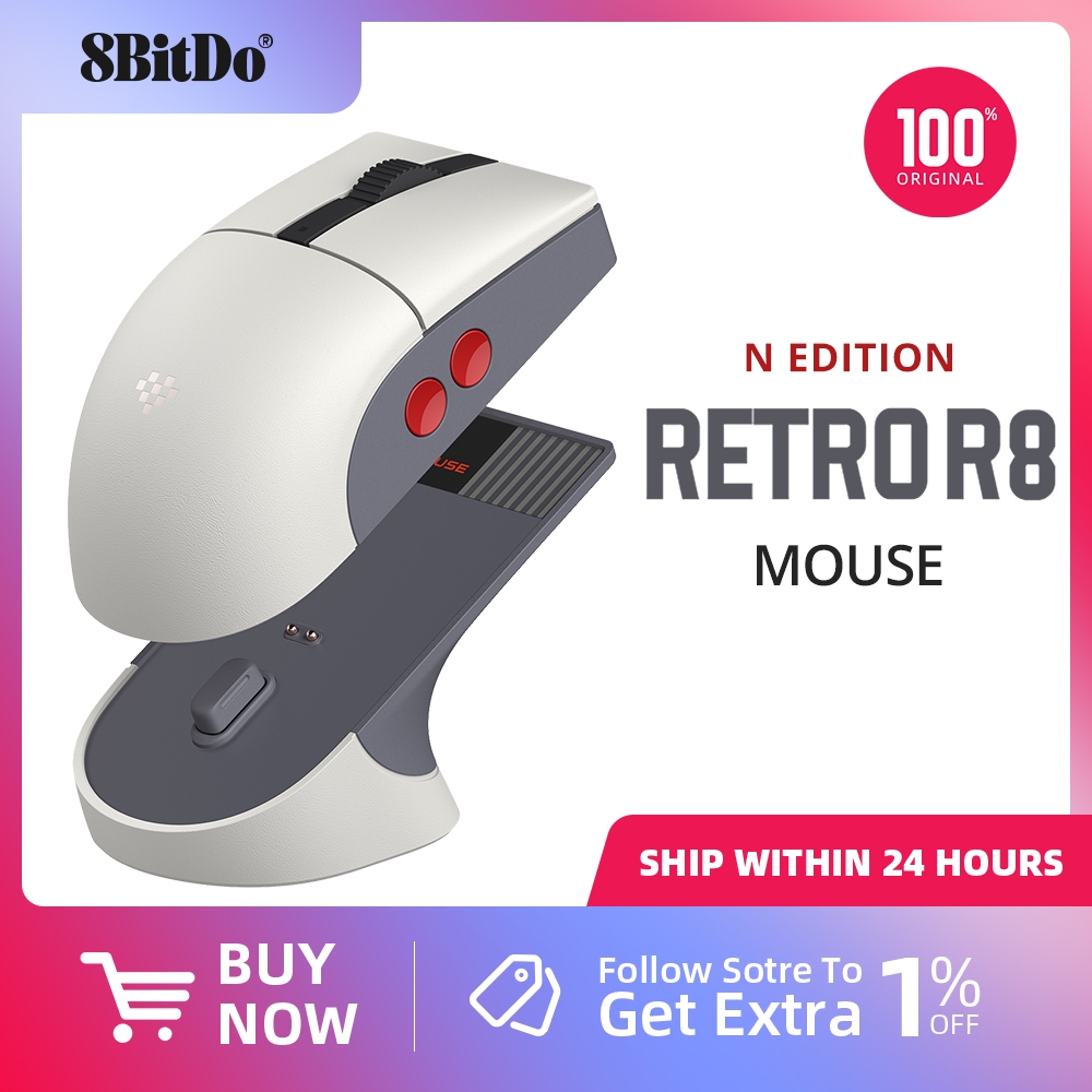 8BitDo Retro R8 Mouse N Edition พร้อม PAW 3395 Optical Sensor DPI 26K ...
