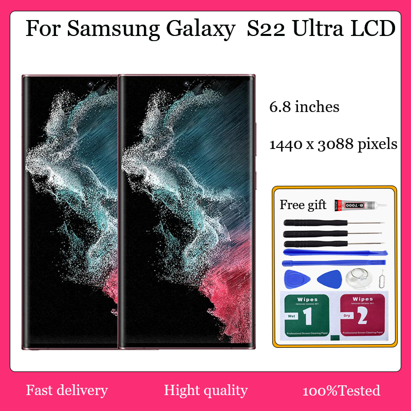 Original AMOLED สําหรับ Samsung Galaxy S22 Ultra 5G จอแสดงผล LCD หน้าจอ ...