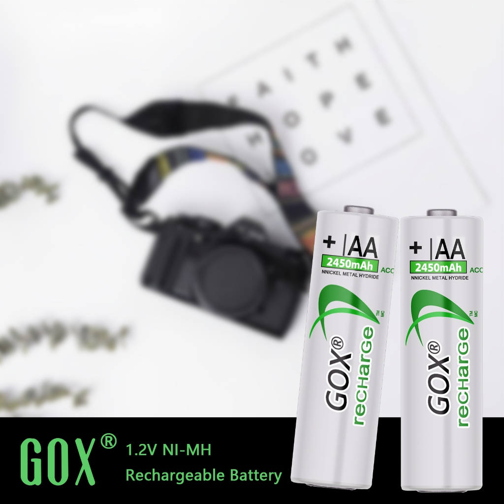 GOX 1.2V 2450mAh AA หรือ 900mAh AAA NI-MH แบตเตอรี่แบบชาร์จไฟได้ ...