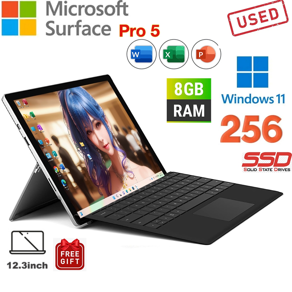 Microsoft Surface Pro 5th Gen Pro5 Intel Core i5 8GB RAM 256GB 12.3 ...
