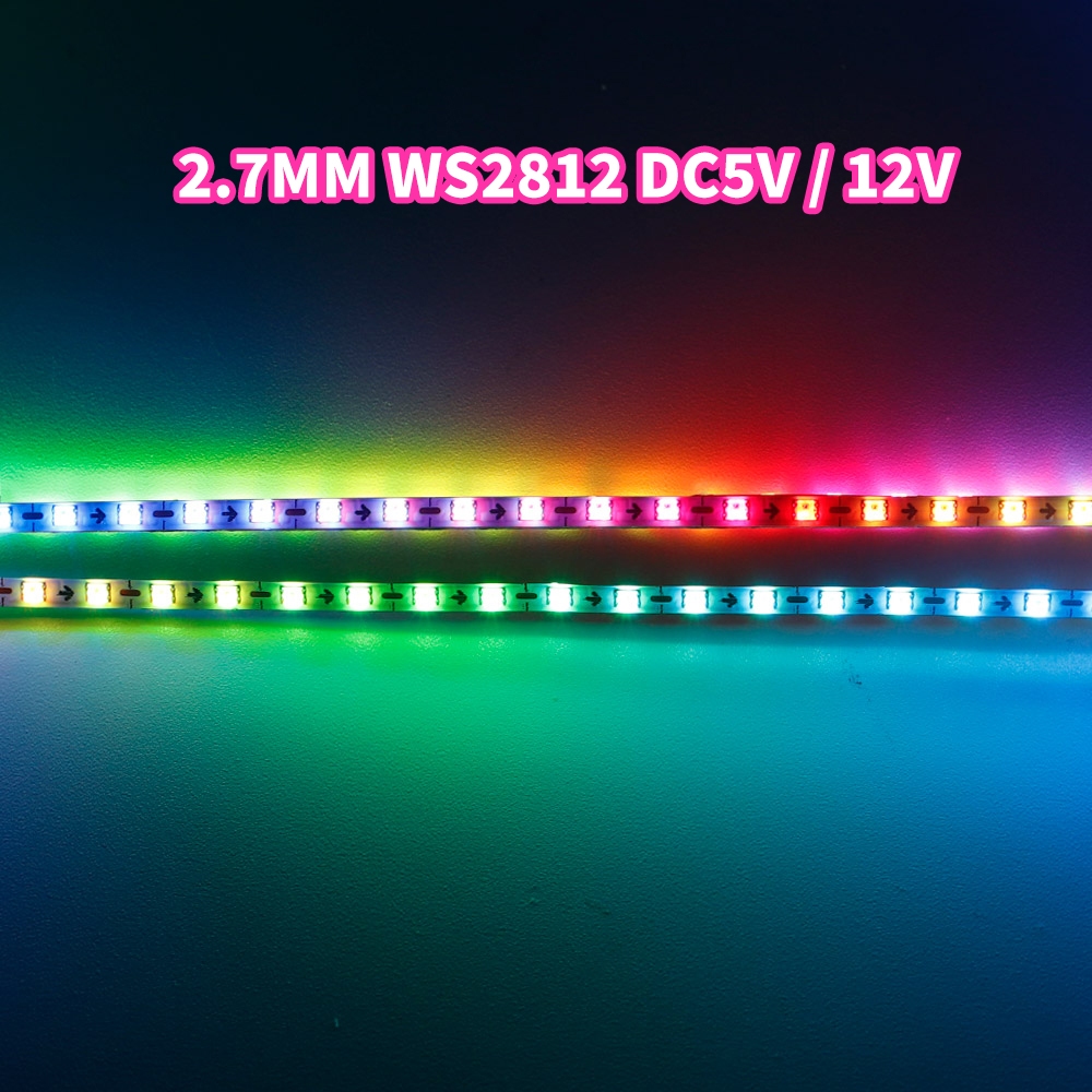 แคบพิเศษ 2.7 มม.WS2812B LED Strip Light แต่ละที่อยู่ Samrt RGBIC เทปแสง ...