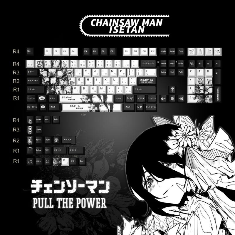 Reze Keycaps Chainsaw Man Theme อะนิเมะ PBT Dye-sub 130 คีย์คีย์บอร์ด ...