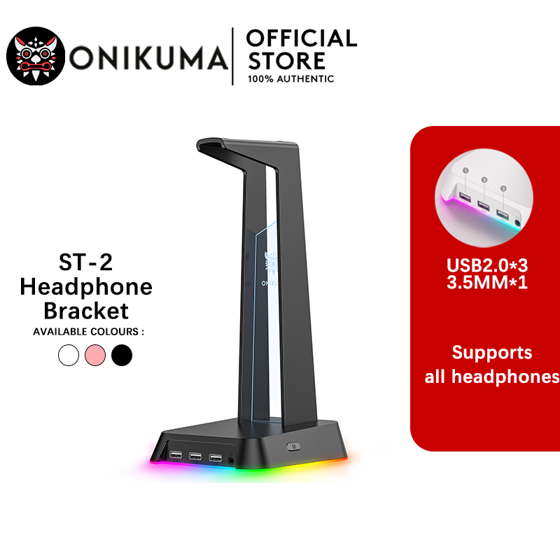 Onikuma ST-2 USB HUB Headset Stand ที่แขวนหูฟัง ขาตั้งหูฟัง มีแสงไฟ RGB ...
