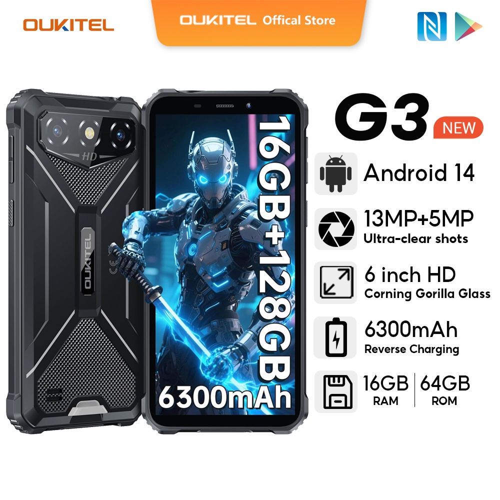 [สต็อกท้องถิ่น] OUKITEL G3 16GB + 128GB 6300mAh แบตเตอรี่โทรศัพท์มือถือ ...