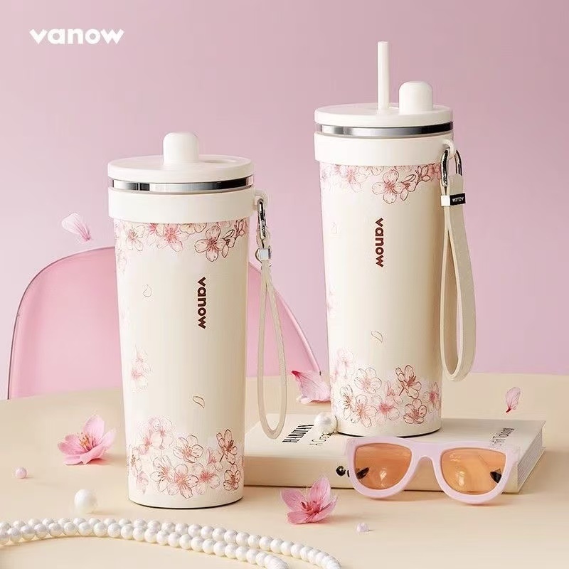 Vanow แก้วน้ำ ถ้วยเซรามิค Liner ถ้วยกาแฟ 316 สแตนเลสฟางถ้วยเย็นรถ ...
