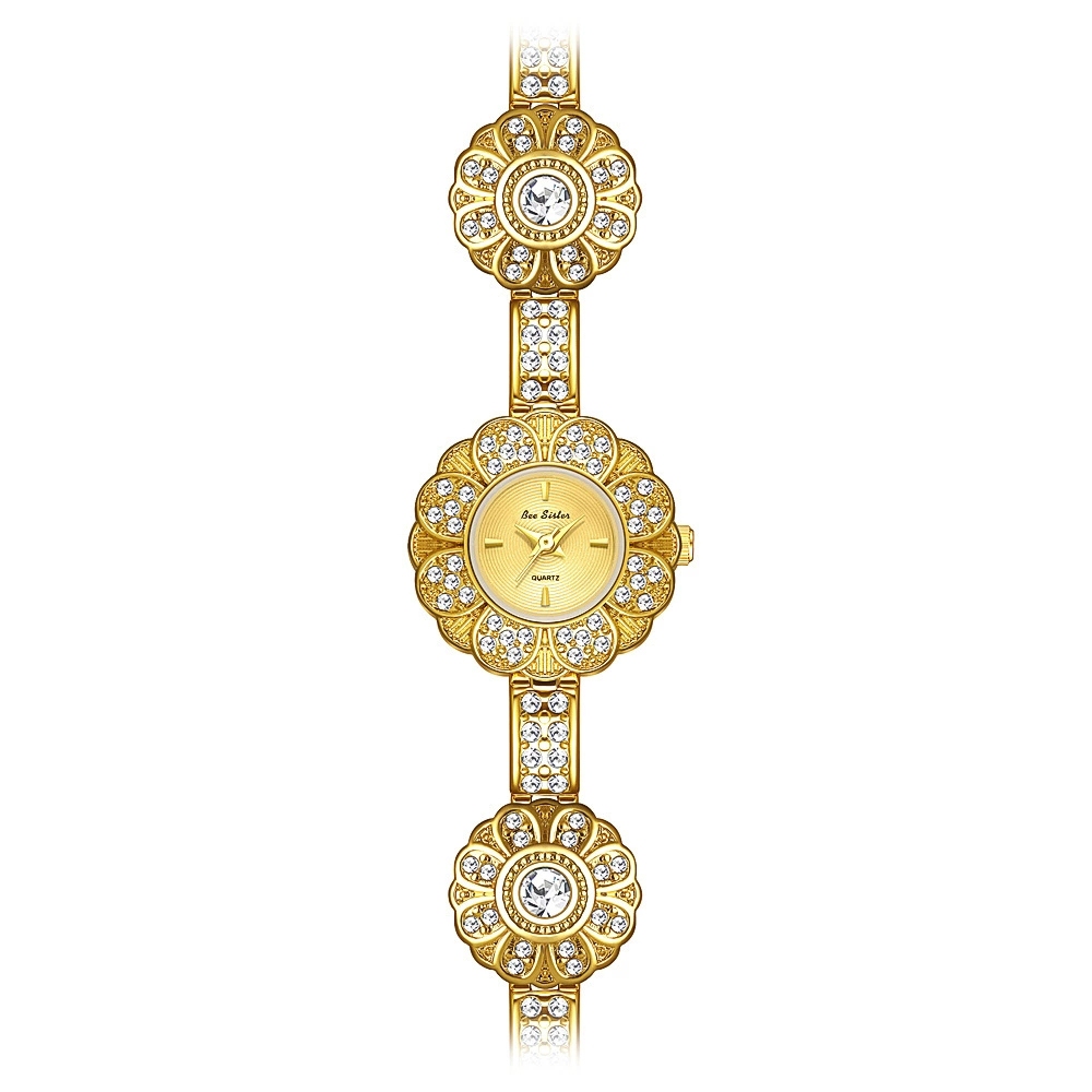 BS Bee Sister 1899 Niche Vintage Woman Watches Flower Diamond Quartz ...