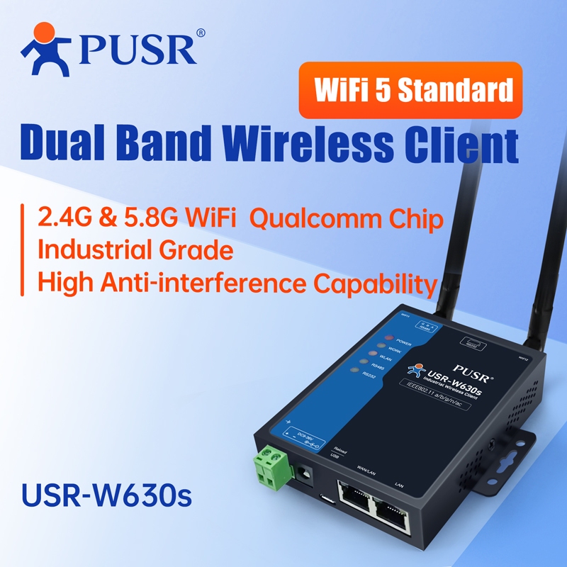 PUSR Dual Band WiFi5 ไร้สาย Client Modbus เกตเวย์การส่งสัญญาณข้อมูล ...