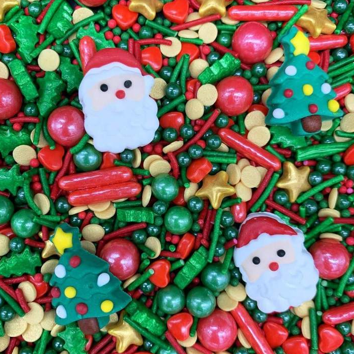 75g Sugar Sprinkle Mix - Santa Claus Themed ลูกอมสีแดงและสีเขียว, ตก ...