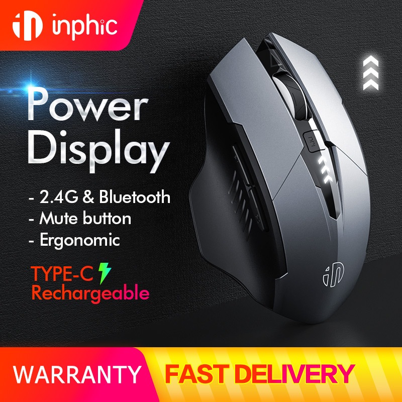 Inphic เมาส์ไร้สาย 6 ปุ่มเสียงเงียบ Rechargeable Wireless Mouse 500mAh ...