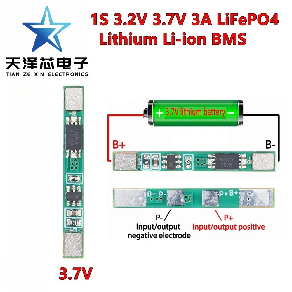 5/10PCS 1S 3.7V 3A แบตเตอรี่ลิเธียม Li-ion BMS PCM แบตเตอรี่ป้องกัน Pcm ...