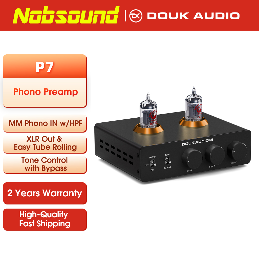 Douk Audio P7 HiFi Phono Stage Tube Preamp Audio สเตอริโอ Preamplifier ...