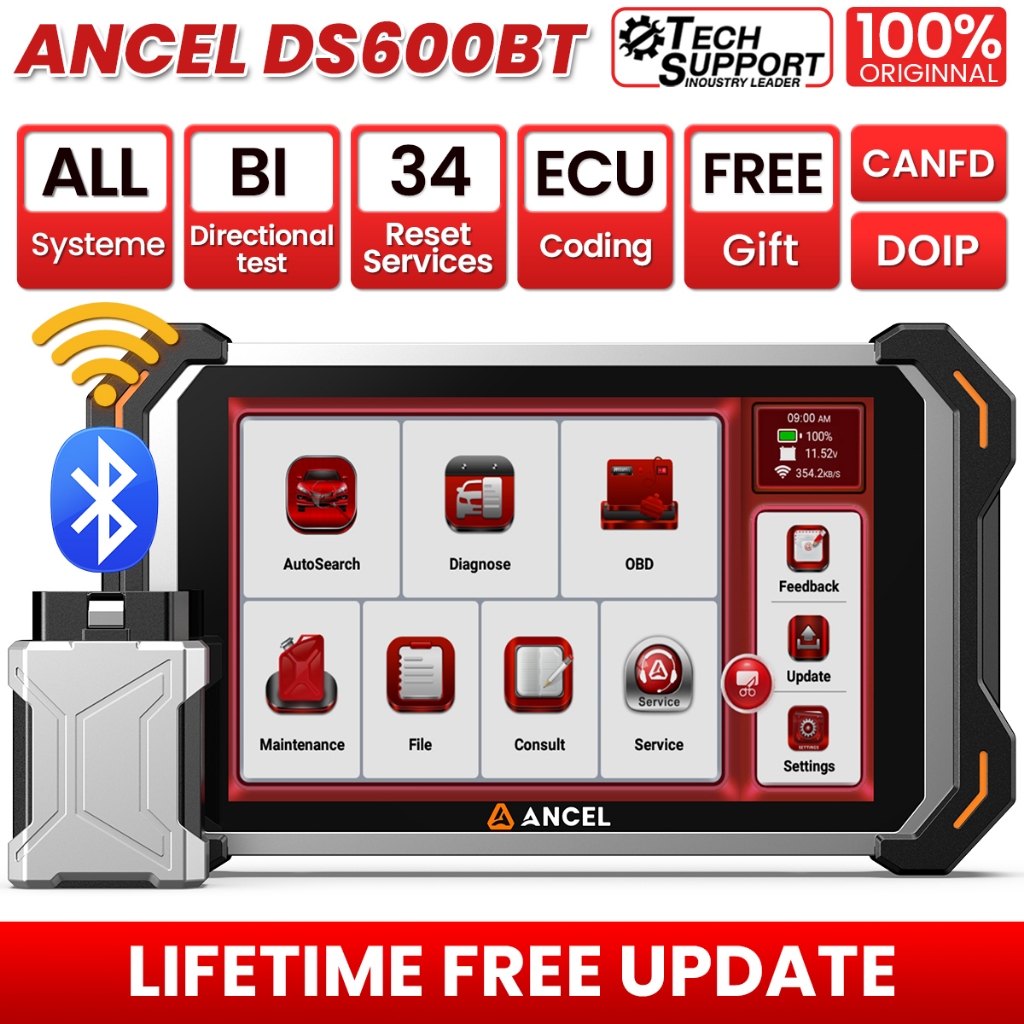 Ancel DS600 BT Bidirectional OBD2 เครื่องสแกนเนอร์ IMMO 34 รีเซ็ต ECU ...