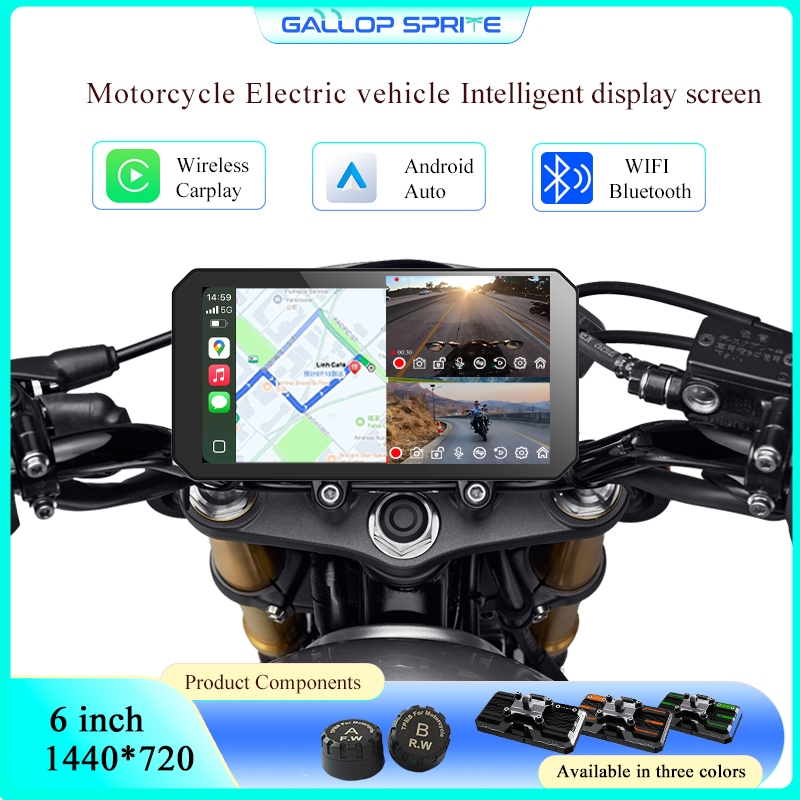 Gallop Sprite นําทางรถจักรยานยนต์ Carplay ขนาด 6 นิ้วไร้สาย Android ...