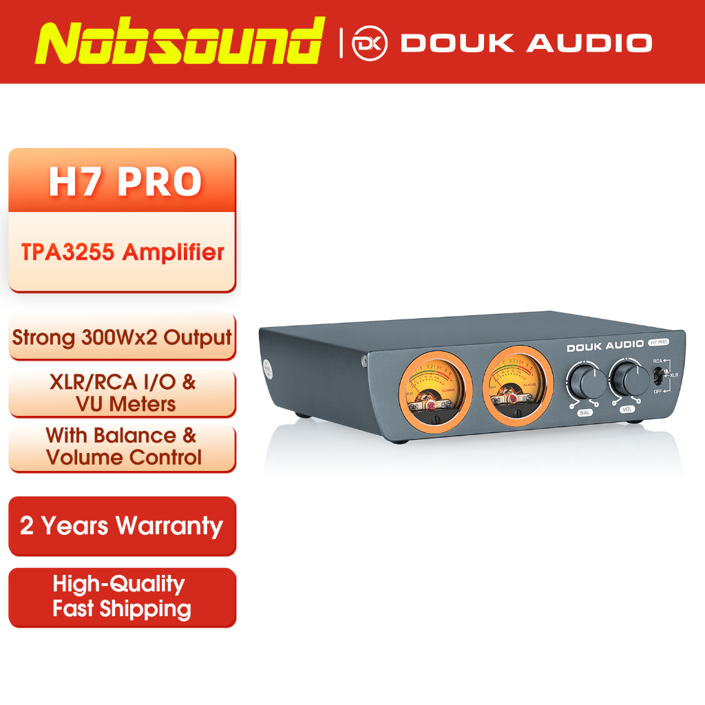 Douk เครื่องขยายเสียงดิจิตอล H7PRO TPA3255 พร้อมมิเตอร์ VU 300W แอมป์ ...