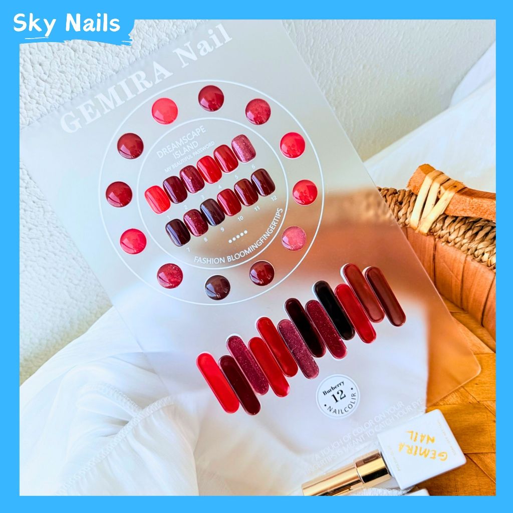 GEMIRA 12 สี ชุดยาทาเล็บเจล ชุดสีแดง Red series ด้วยบัตรสีสำเร็จรูป มี ...
