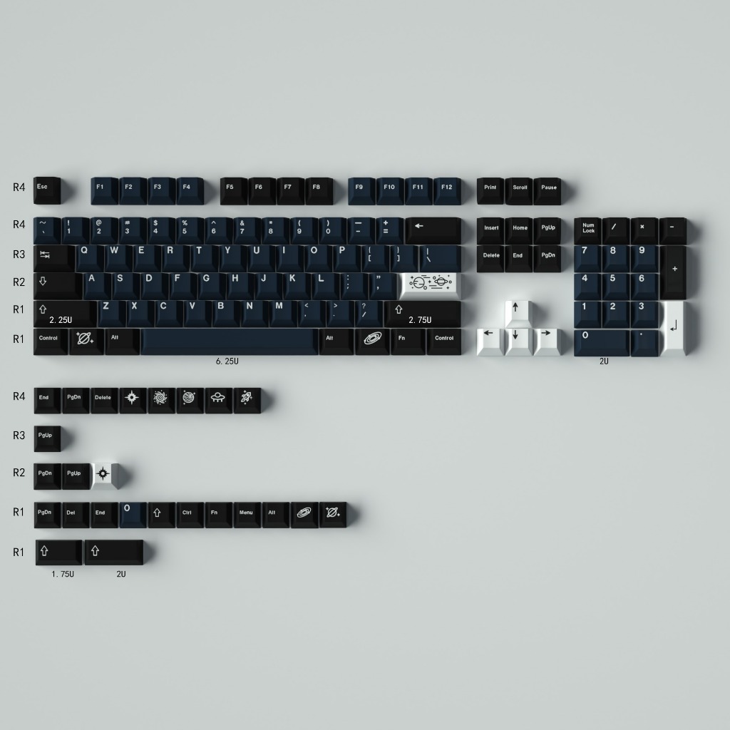 -LW- GMK Galaxy PBT Keycaps CHERRY Profile Mechanical Keyboard Navy ...