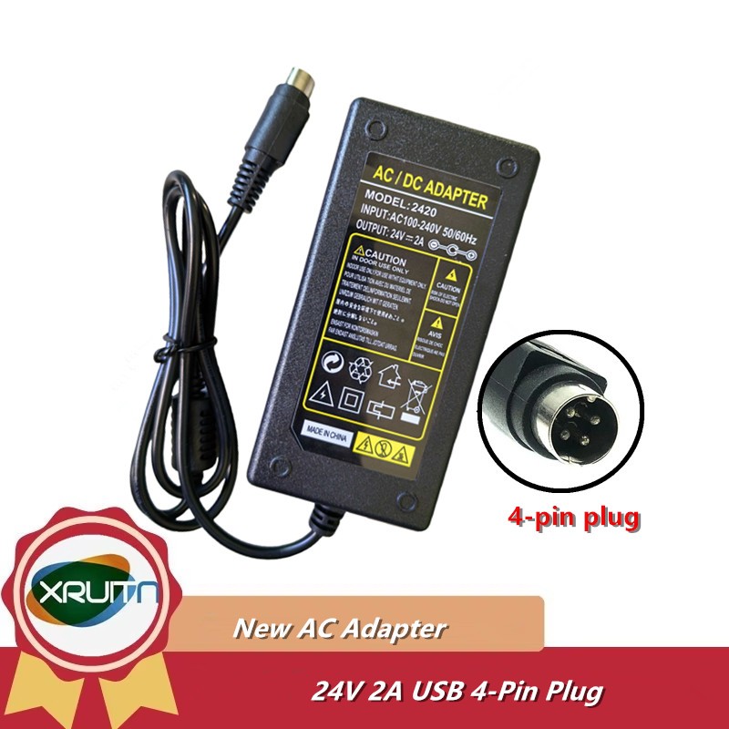 24V 2A 4-Pin AC DC Adapter Charger สําหรับ Canon Scanner DR-F120 DRF120 ...