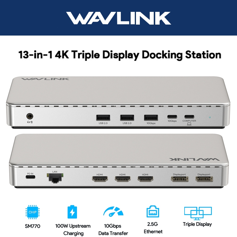 WAVLINK USB C Triple Display Docking Station 4K @ 60Hz อะแดปเตอร์ HDMI ...