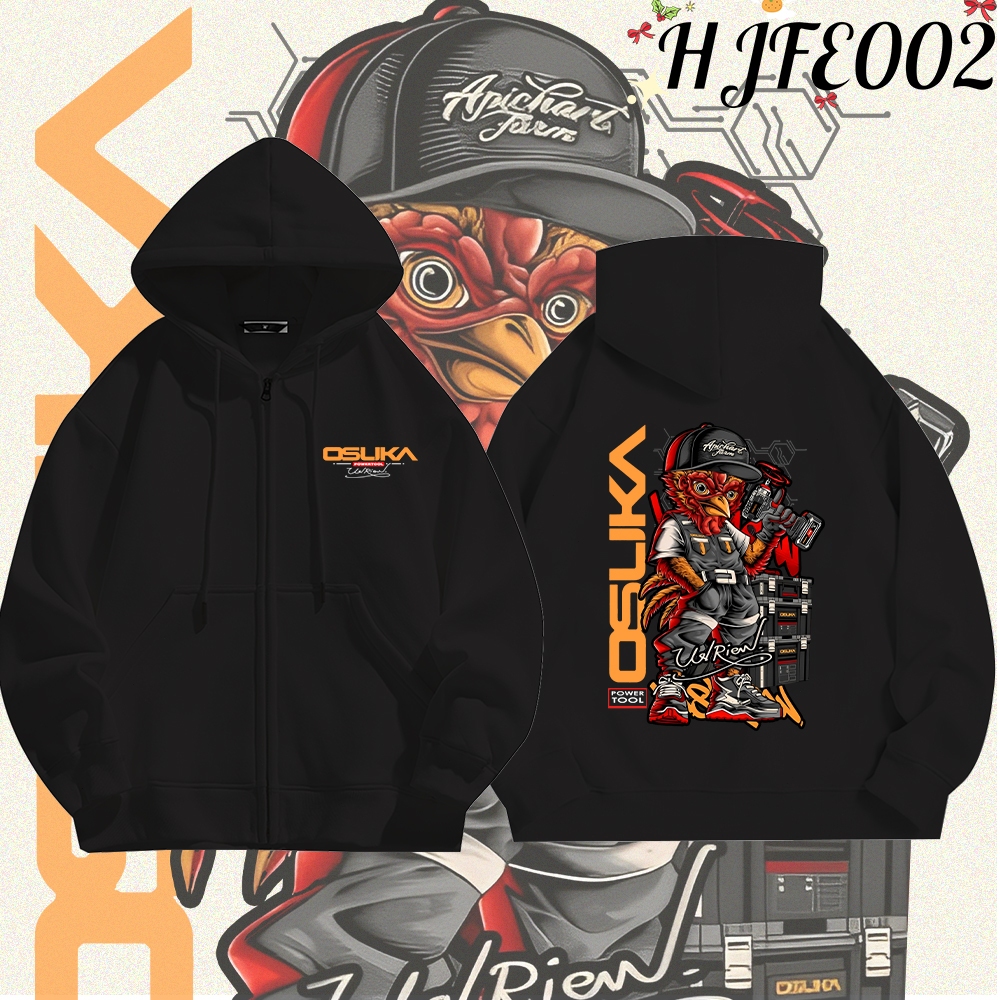 OSUKA X Apichart Farm เสื้อฮู้ดแขนยาวพิมพ์ลายสำหรับผู้ชาย ไม่หดตัวหรือ ...