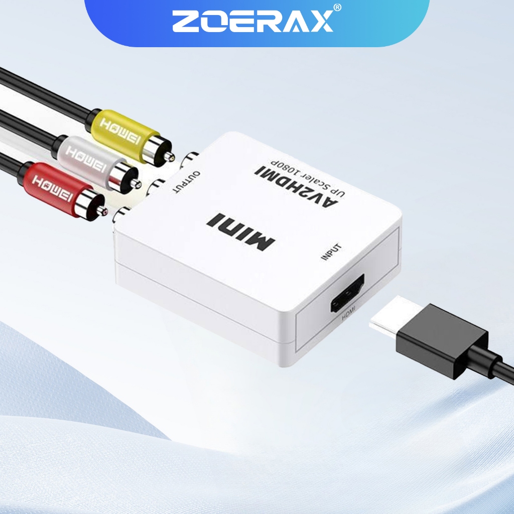 Zoerax AV to HD-MI Converter Mini AV2HDMI 1080P RCA AV/CVBS เป็นอะแดปเต ...