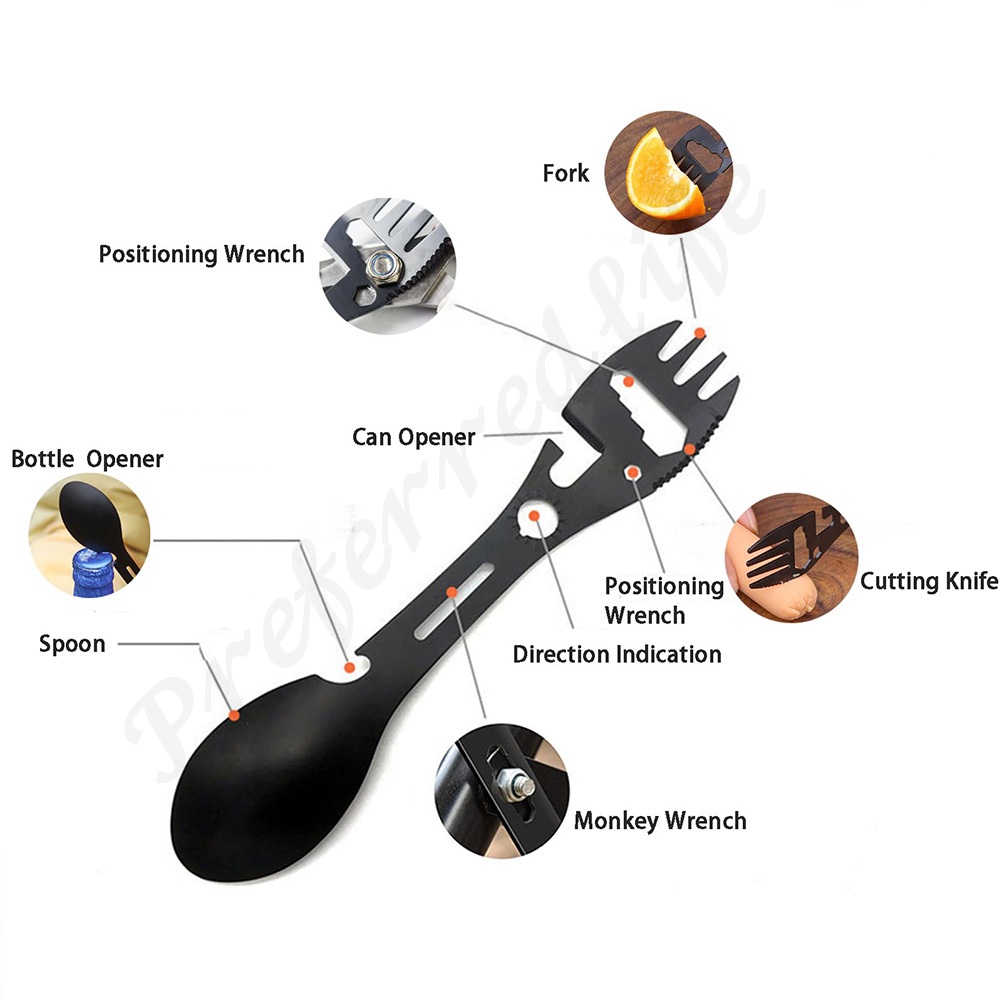 อัพเกรดใหม่! Multi-Tool Spork 10 ใน 1 สแตนเลส สำหรับการเดินป่าและท่อง ...