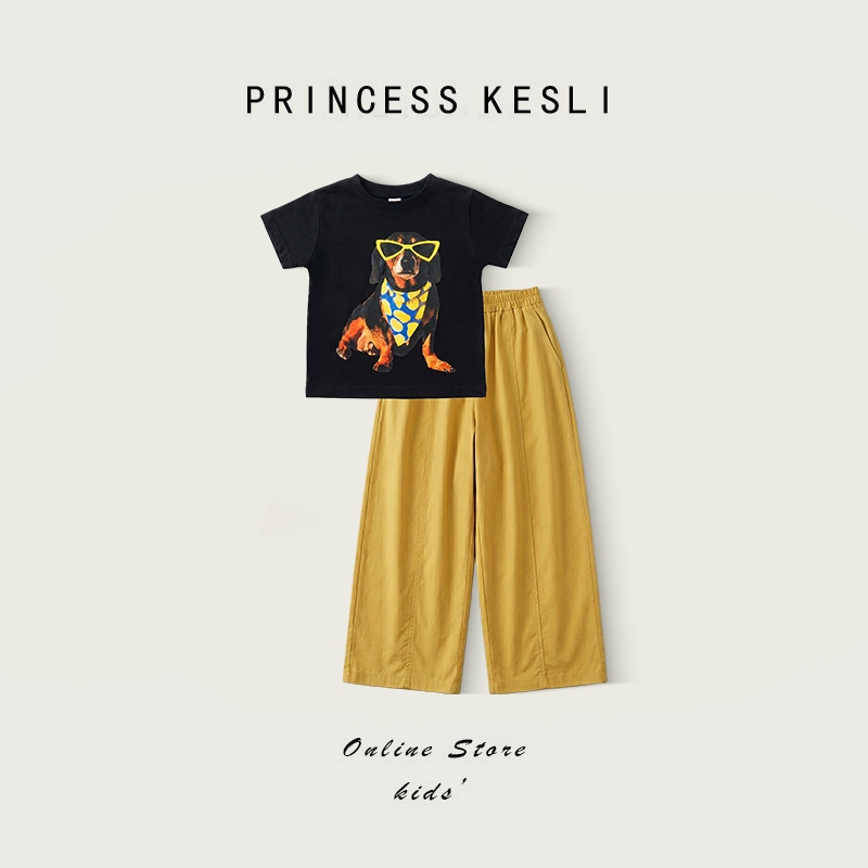 Princess Kesli ชุดเด็กสไตล์เกาหลี เสื้อยืดแขนสั้นและกางเกงขาสั้น สำหรับ ...