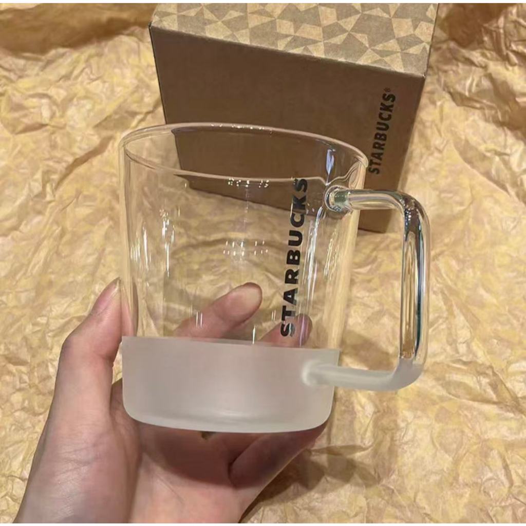 ★Ins Cup Starbucks 355ml Pure White Frosted Glass Office Simple ถ้วย ...
