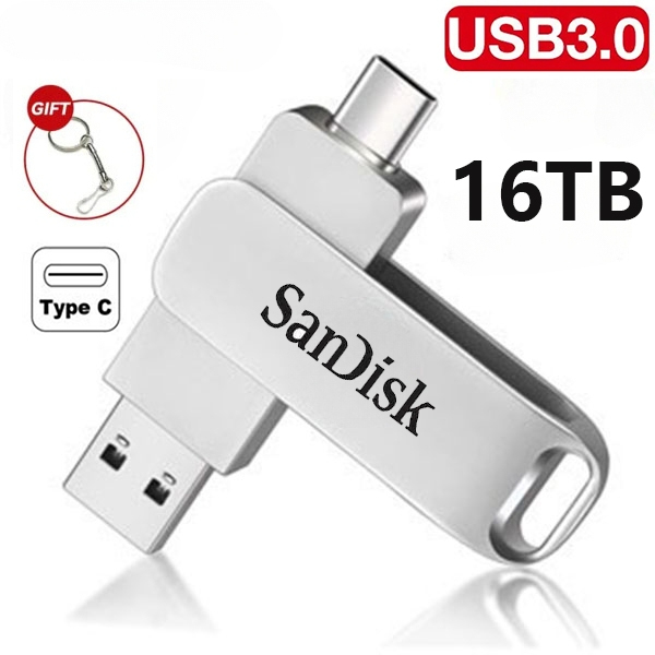 ไดรฟ์ปากกา USB 3.0 2 In 1 Dual Type C USB Flash 16TB 8TB 4TB 2TB 1TB ...