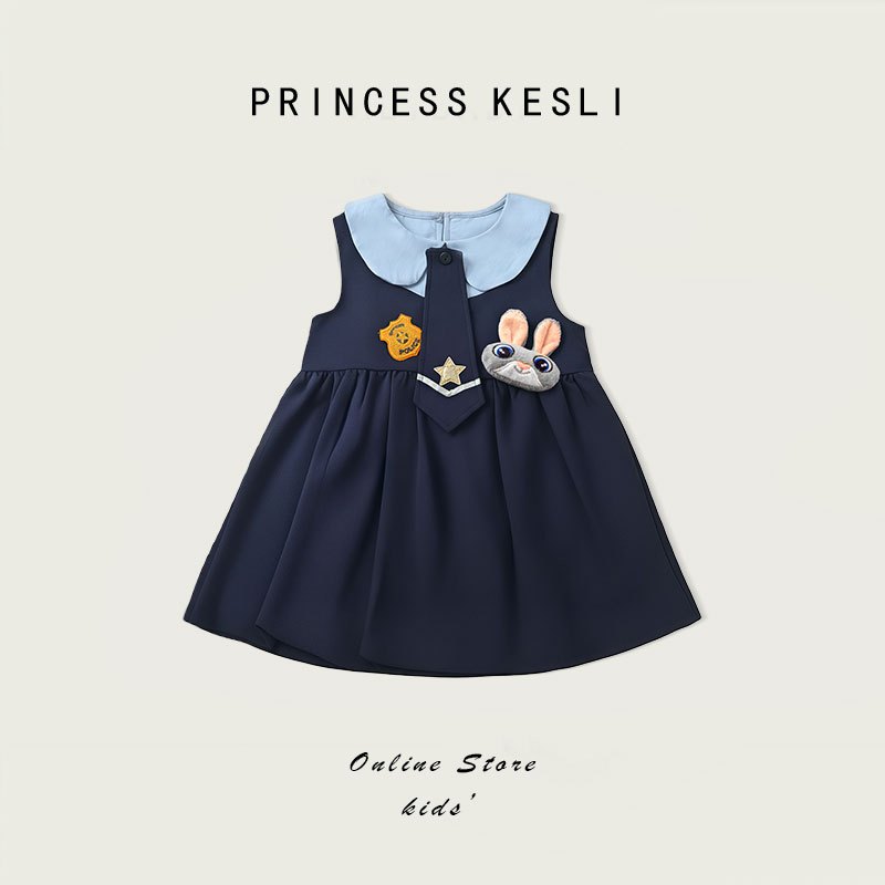Princess Kesli ชุดเดรสแขนกุดสำหรับเด็กผู้หญิงอายุ ตำรวจกระต่าย ชุดเดรส ...