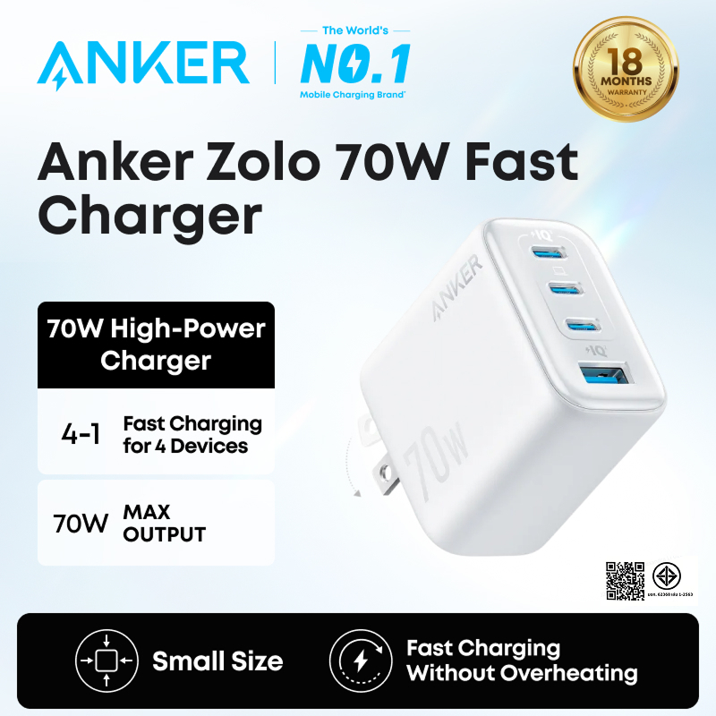 [NEW]Anker Zolo 70W Charger｜4-Port Wall Adapter with Ultra-Fast 70W ...
